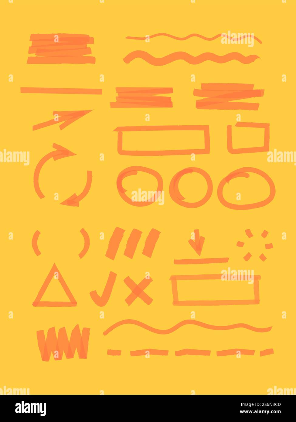 Highlight markers. Striped lines dotted shapes dividers and frames for news highlight vector pen ...