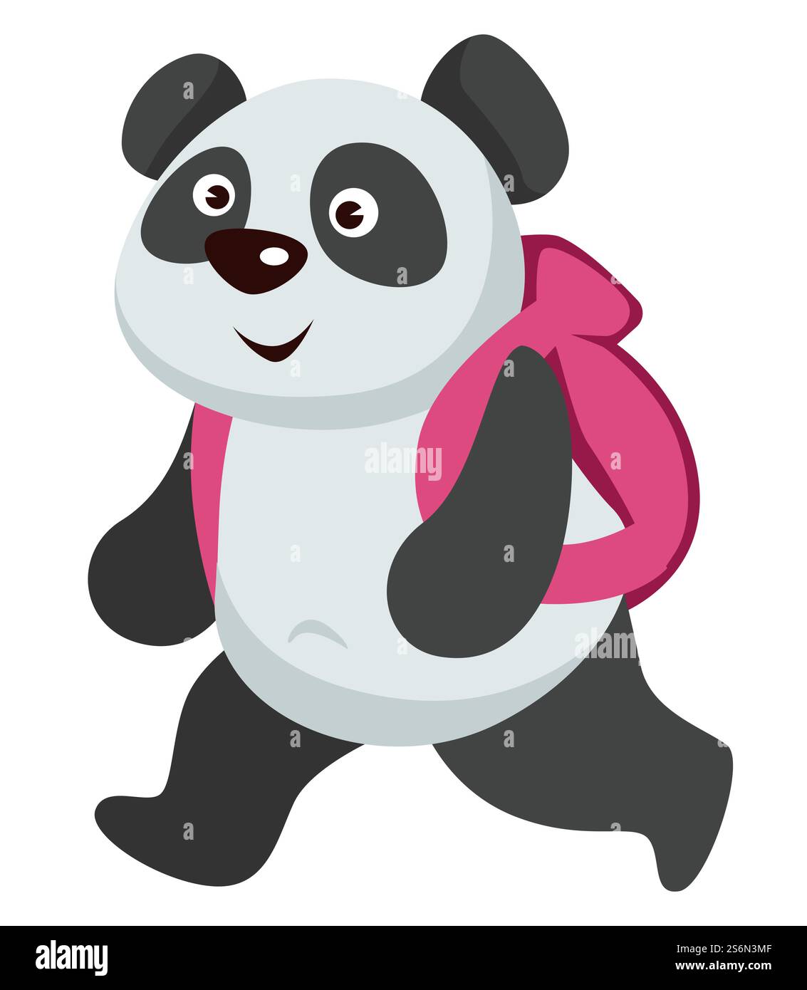Panda carrying satchel walking to school. Isolated character with ...