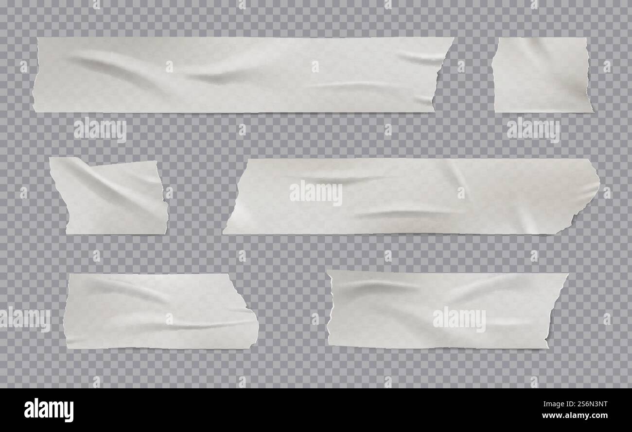 Adhesive tape. Realistic sticky wrinkled paper tape with shadows ...