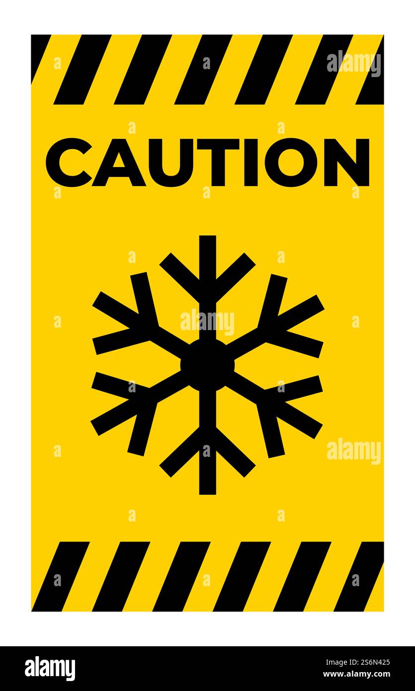 triangle warning sign with snowflake symbol Isolate On White Background ...