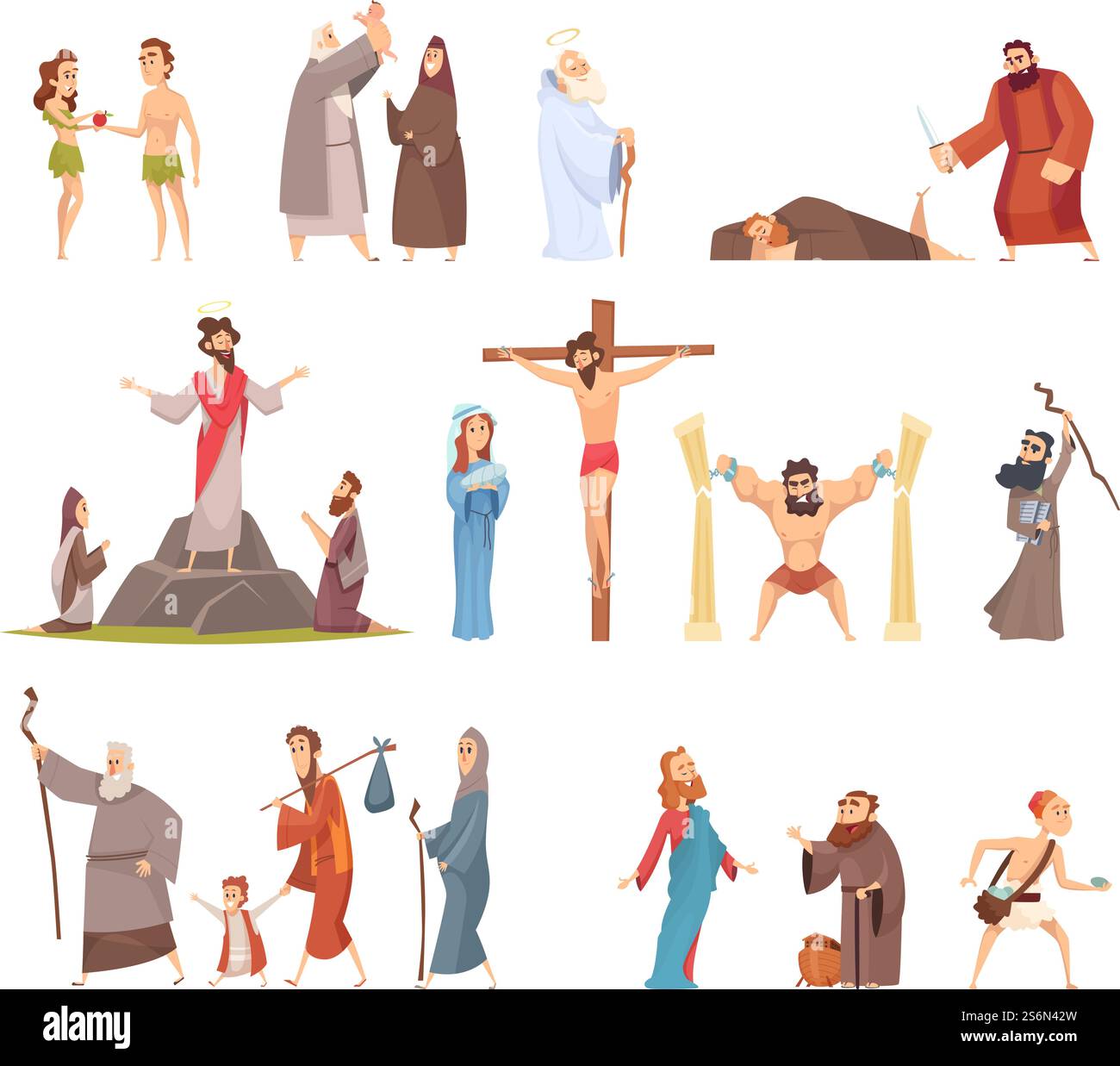 Bible characters. Historical antique holy people vector illustrations ...