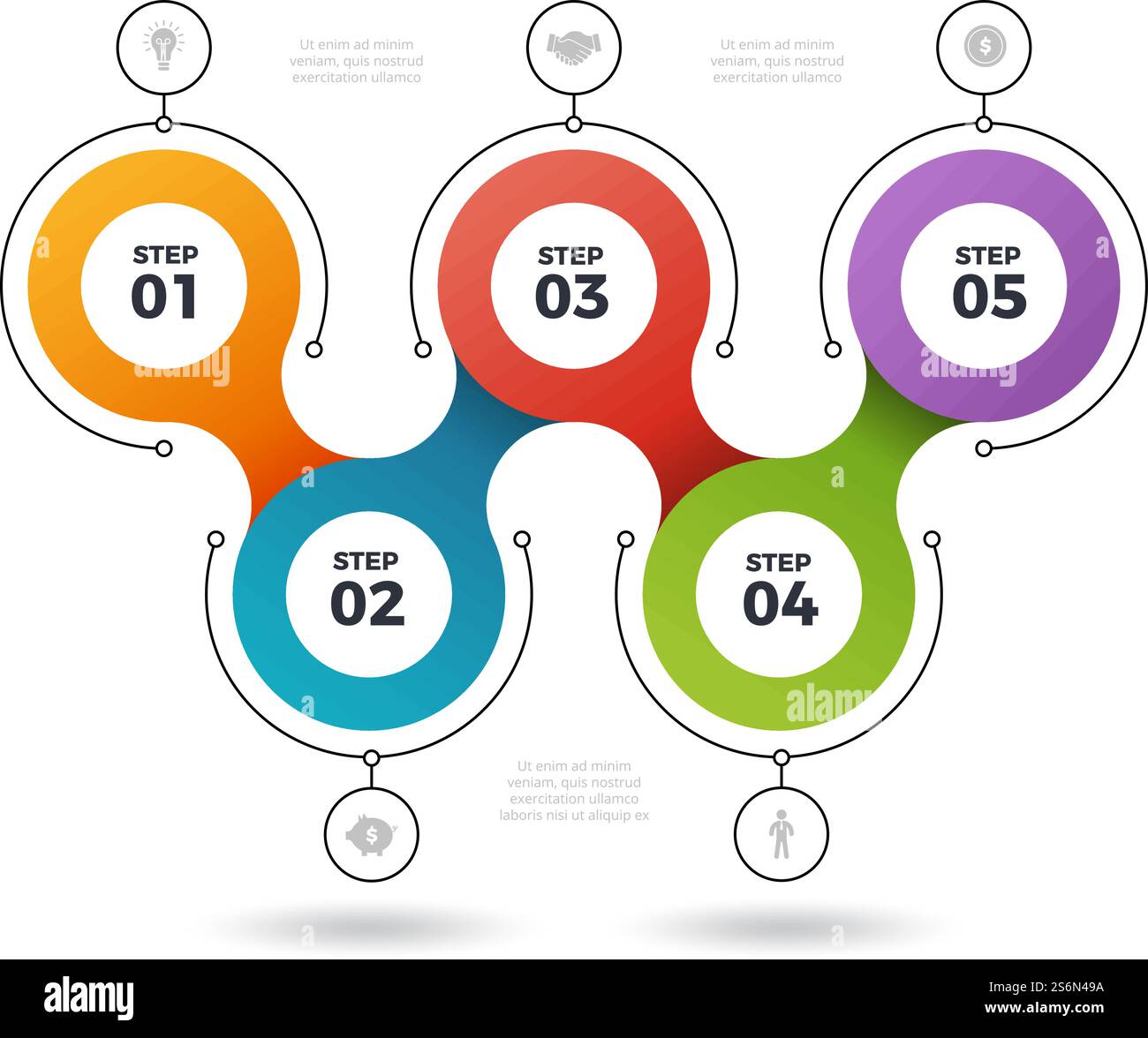Infographic steps. Process info elements graphic templates number of ...