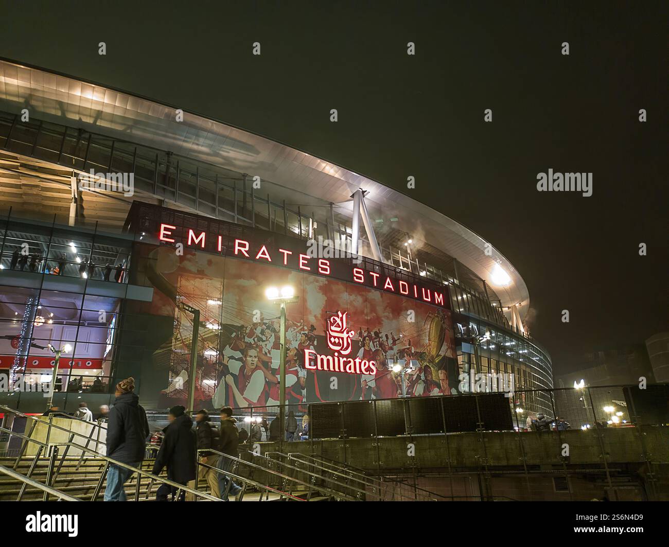 The Emirates Stadium at night, home of Arsenal Football Club in London ...