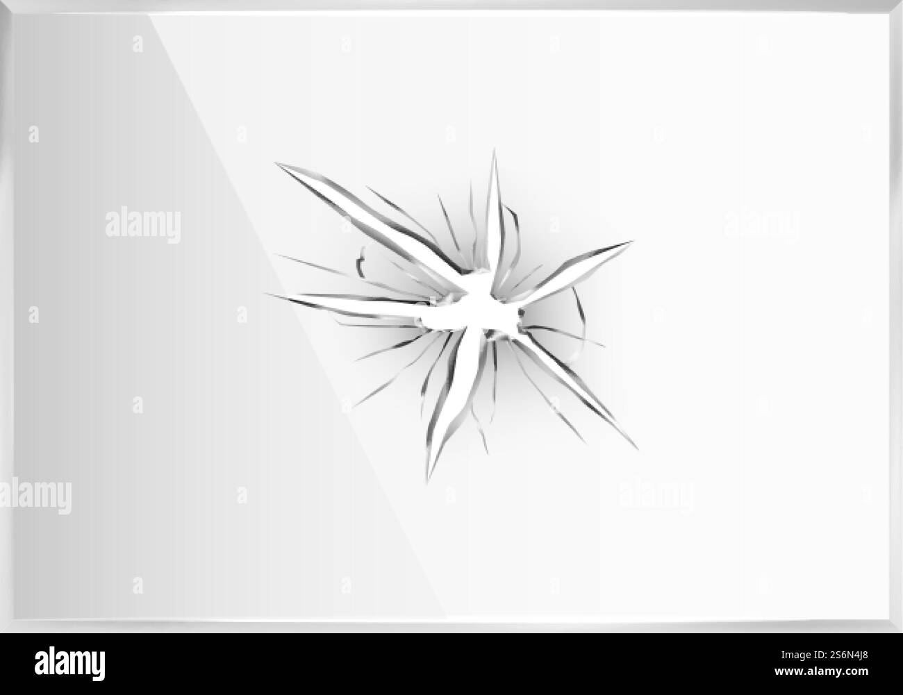 Broken glass. Crack plastic screen, 3d hole frame. Crash smash window ...