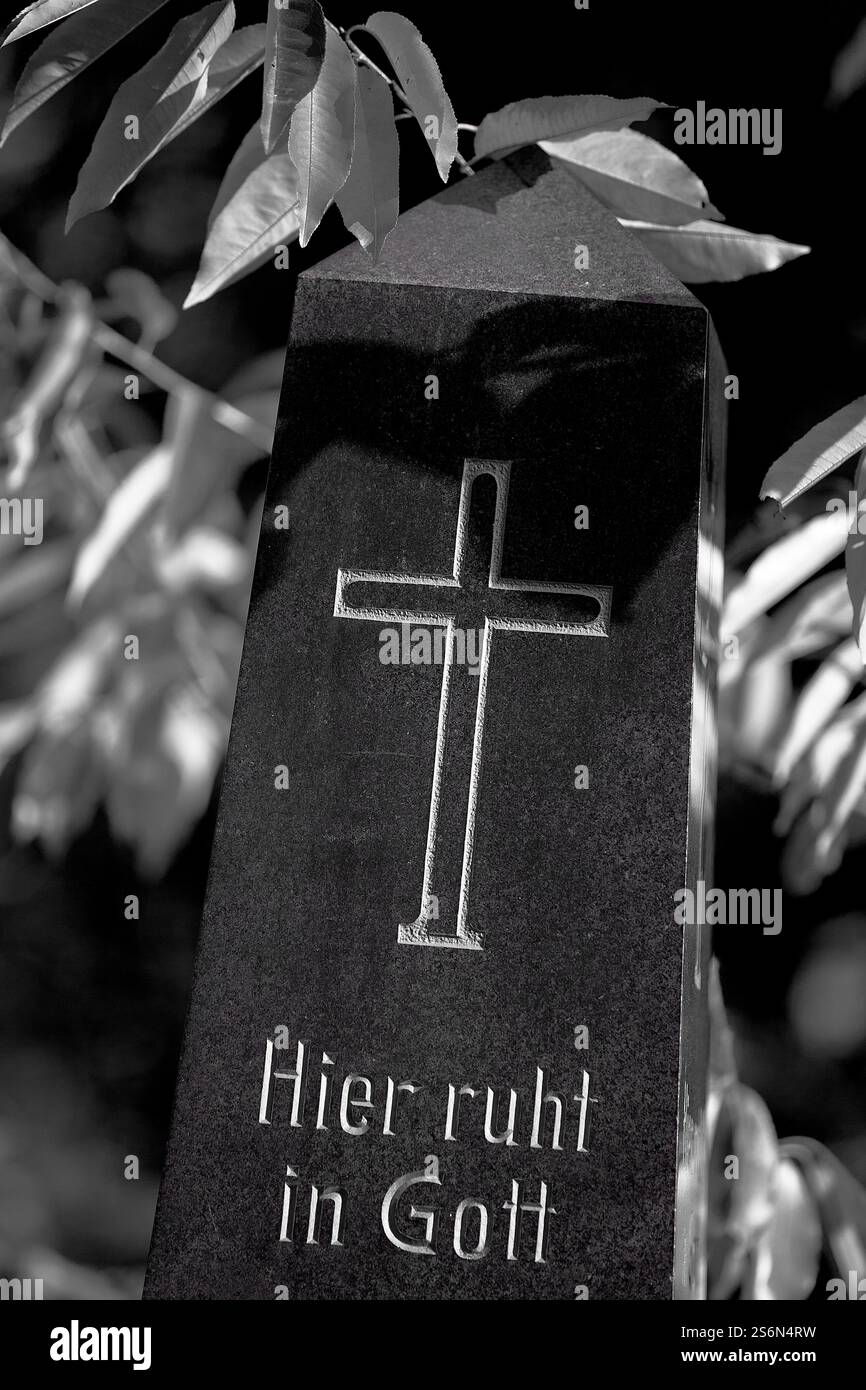 Gravestone cross inscription in hi-res stock photography and images - Alamy