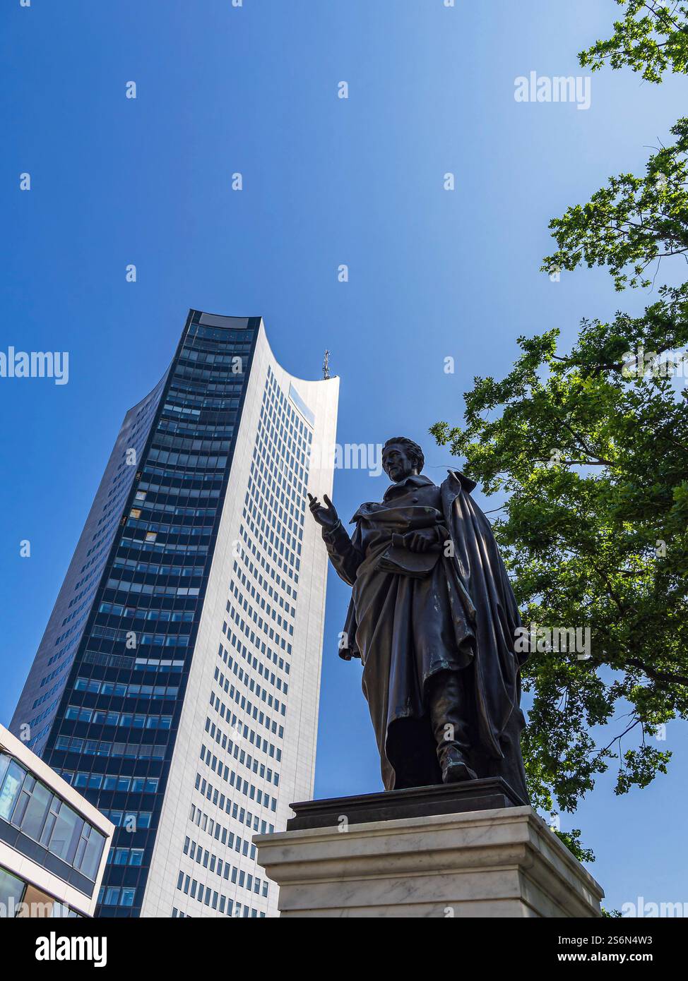 Albrecht Thaer monument and Panorama Tower in the city of Leipzig Stock ...