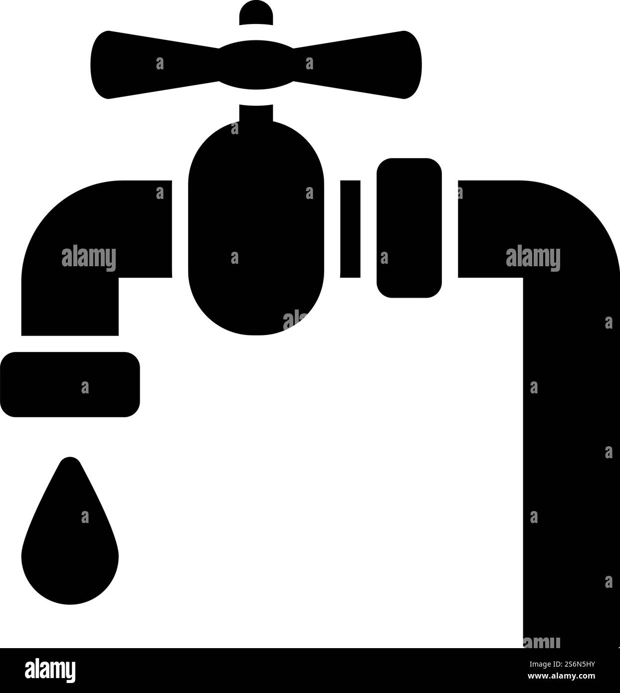 Flat Design Pipe With Valve Icon. Black Stencil Design. Vector ...