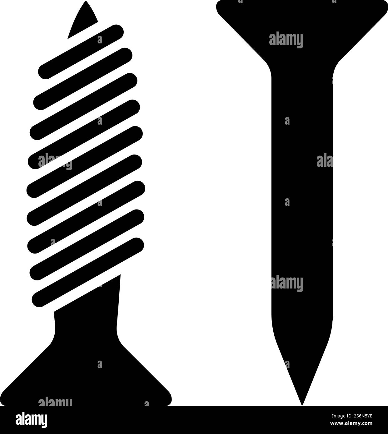 Icon Of Screw And Nail. Black Stencil Design. Vector Illustration Stock ...