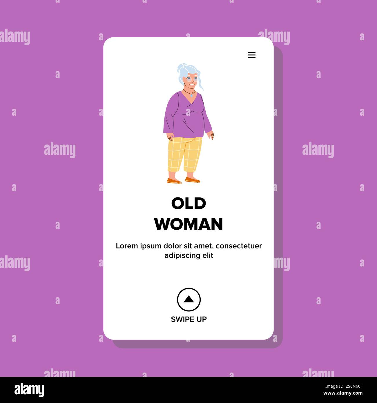 Old Woman Pensioner Walking In Park Outdoor Vector. Smiling Old Woman ...
