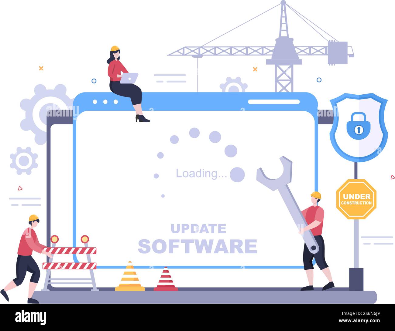 Software System Under Maintenance Vector Illustration. Error Website, Development and Update ...