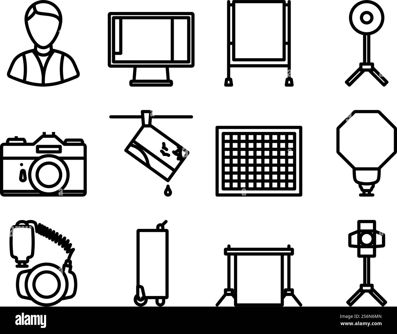 Photography Icon Set Bold Outline Design With Editable Stroke Width Vector Illustration Stock