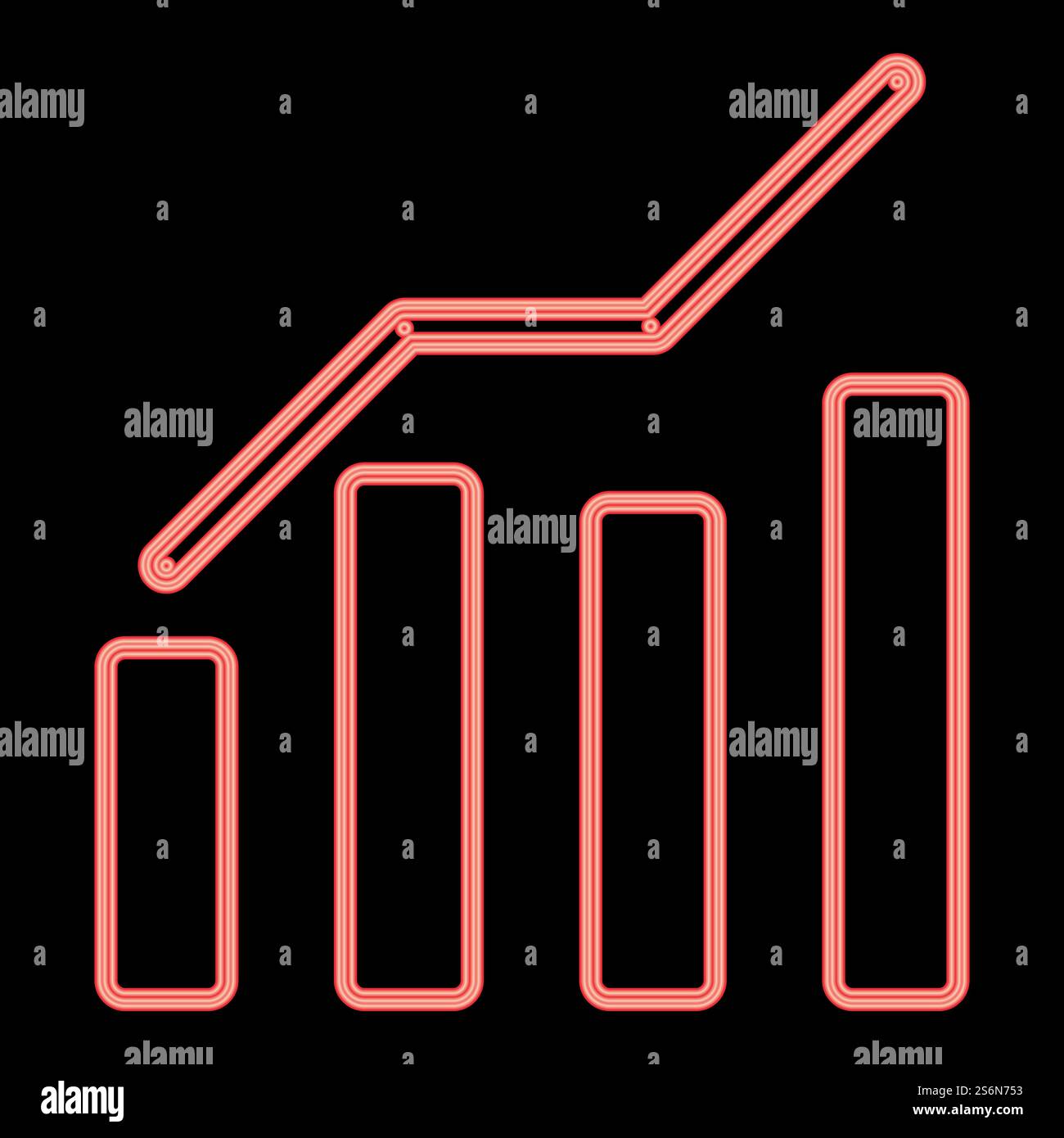 Neon growth chart red color vector illustration flat style light image ...