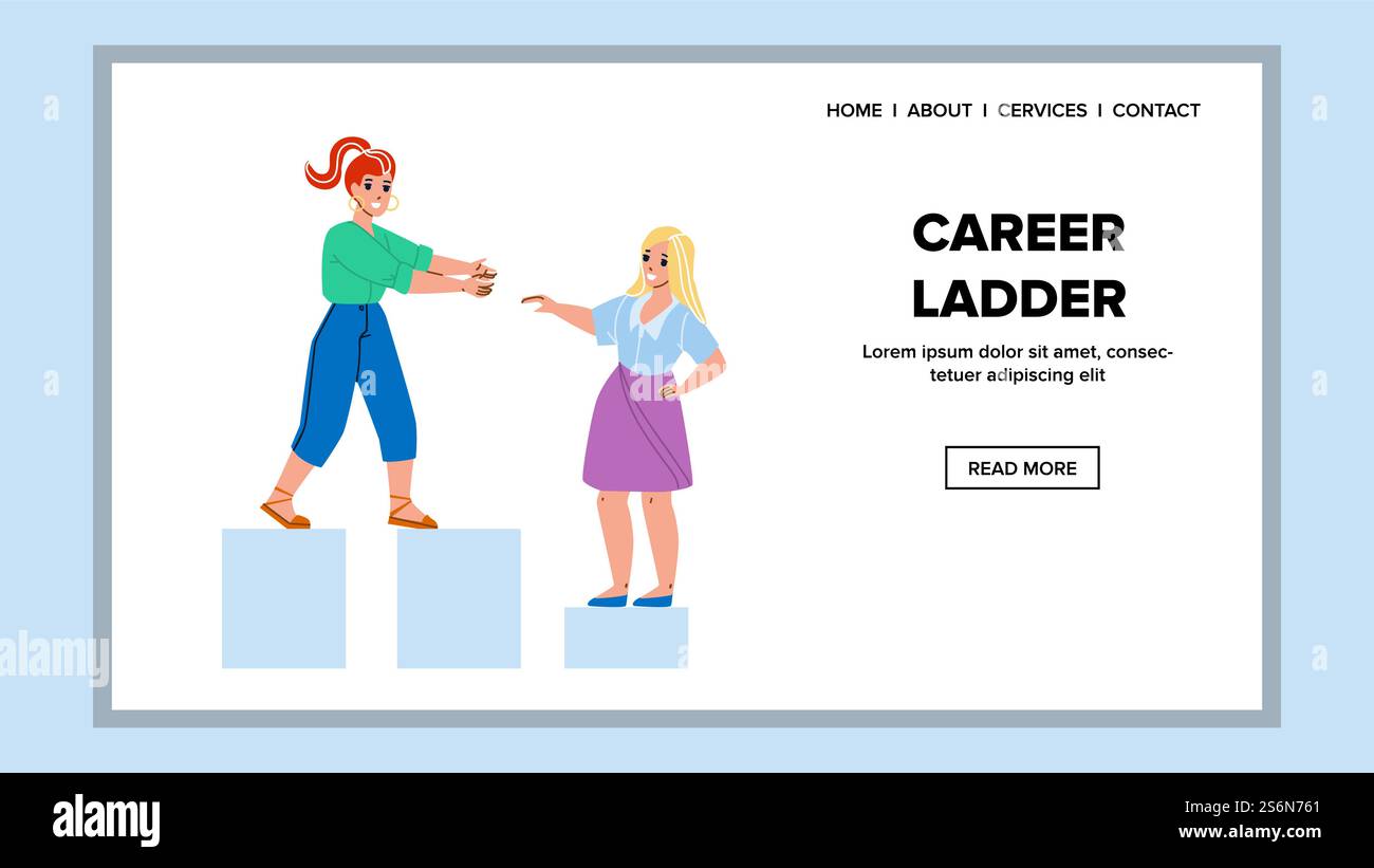 Career Ladder Employee Goal Achievement Vector. Woman Leader Helping ... Career Ladder Employee Goal Achievement Vector. Woman Leader Helping ...