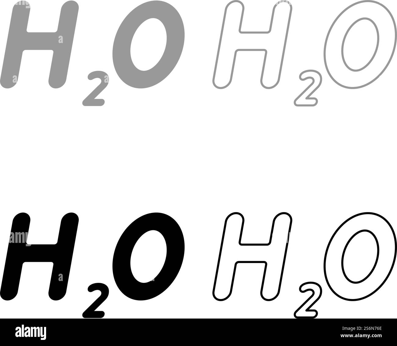 Chemical formula H2O Water set icon grey black color vector illustration flat style simple image ...