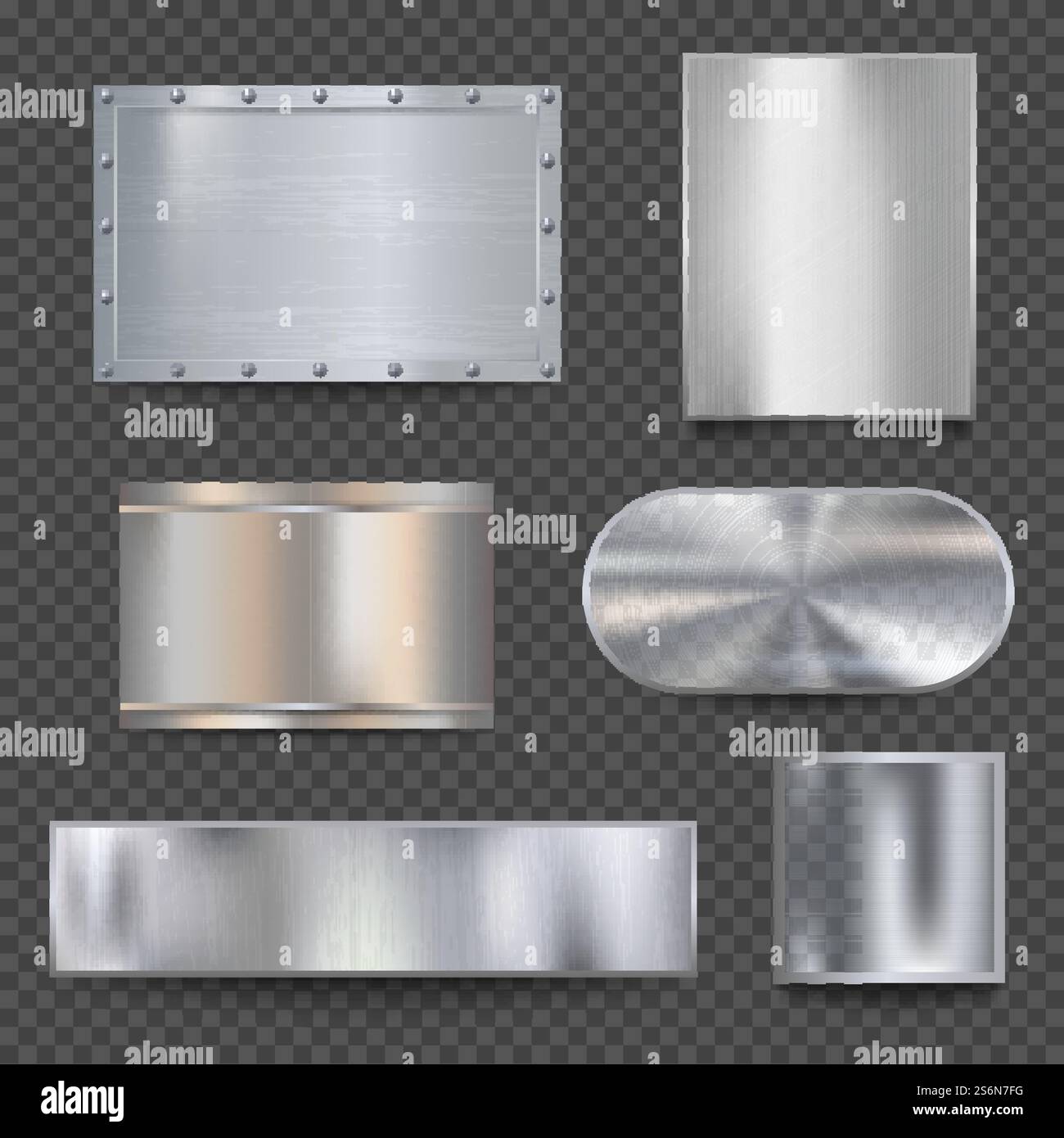 Steel banners. Realistic metallic shiny plaque plate vector detailed ...
