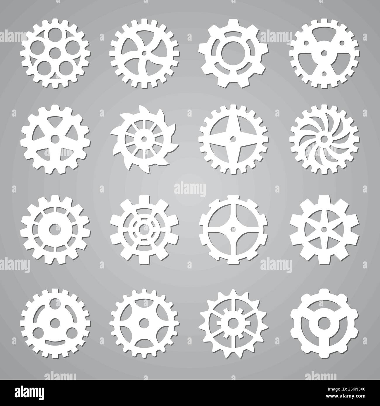 Gears icons. Cogwheel circle mechanism wheel symbols future abstract ...