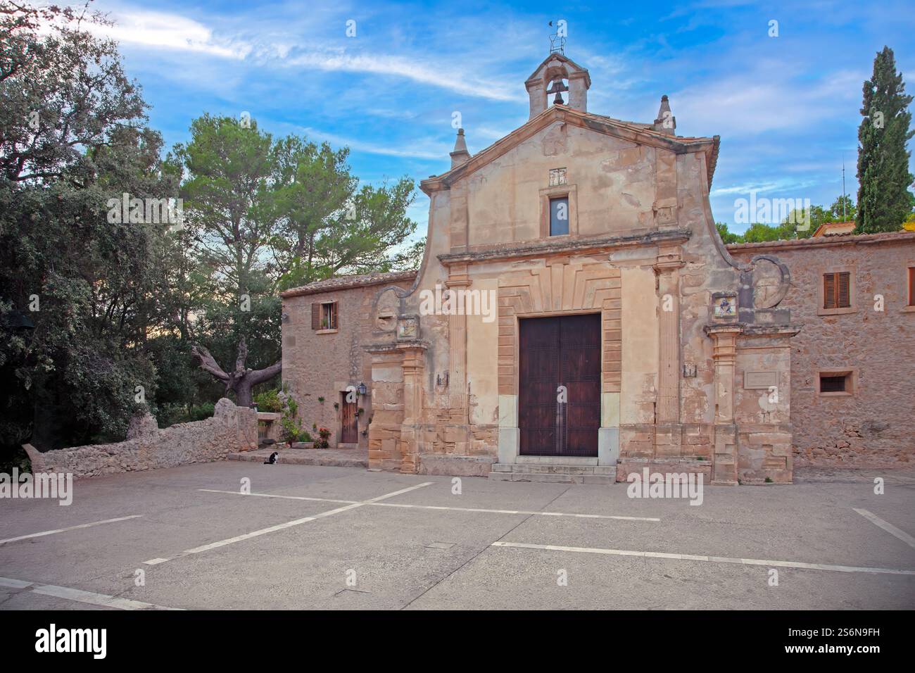 Historic monastery with detailed facade on Mallorca during daytime ...