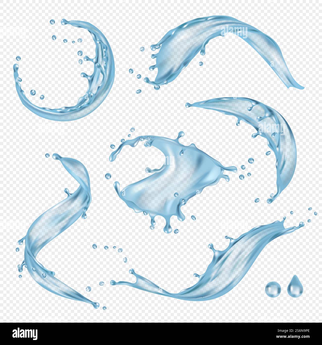 Water flowing. Transparent ocean splashes liquid water vector drops ...