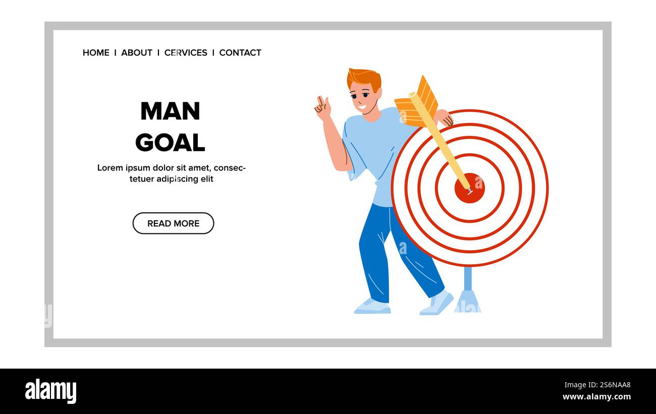 Man Goal Successful Sportive Achievement Vector. Archery Sport Game ...