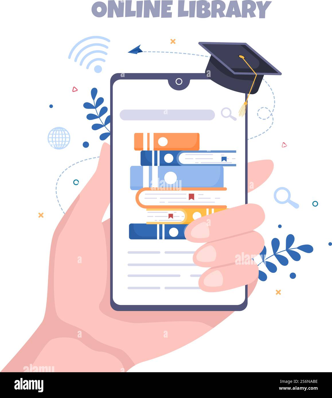 Online Library Digital Education Background with Distance Learning ...