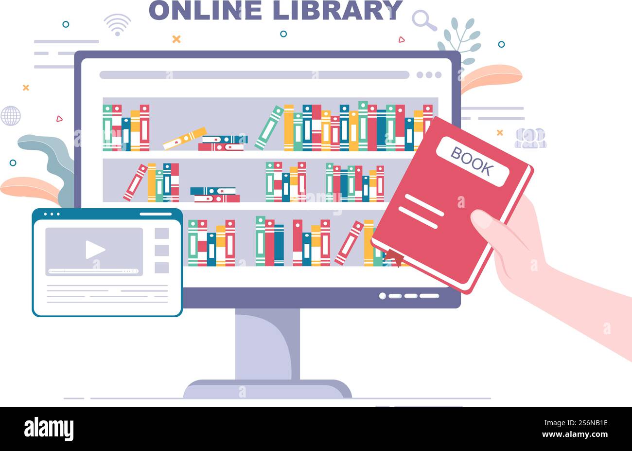 Online Library Digital Education Background with Distance Learning ...