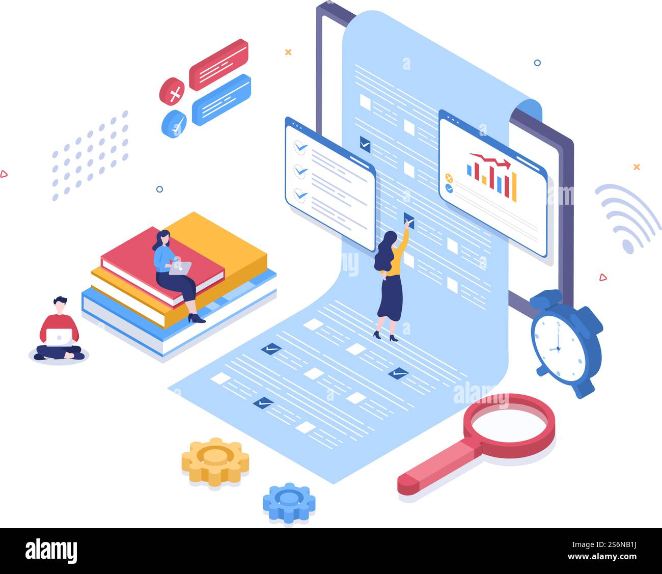 Online Testing Background Vector Illustration With Checklist, Taking ...