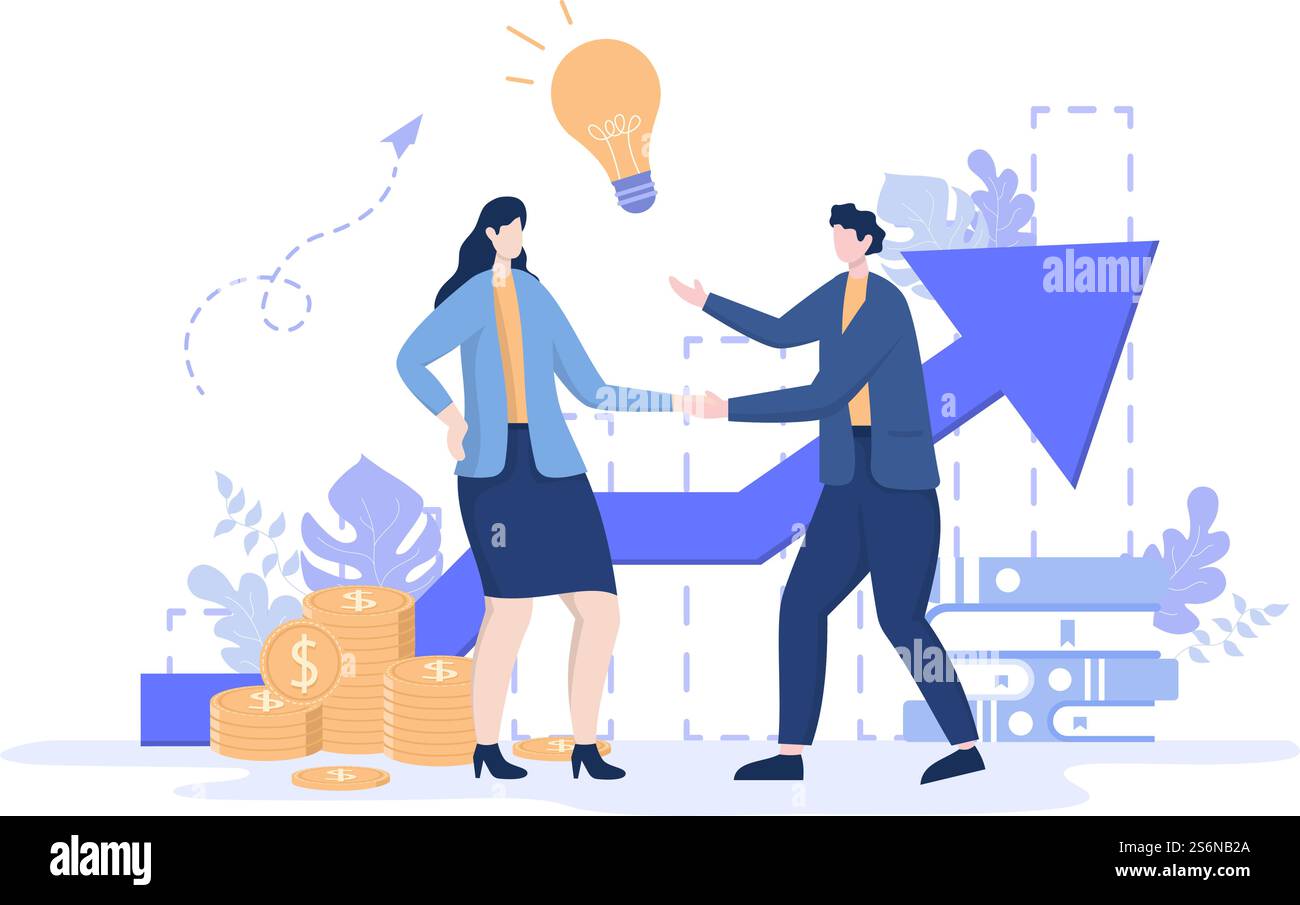 Two Businessmen Reach a Deal or Agreement Shaking Hands on Cooperation ...