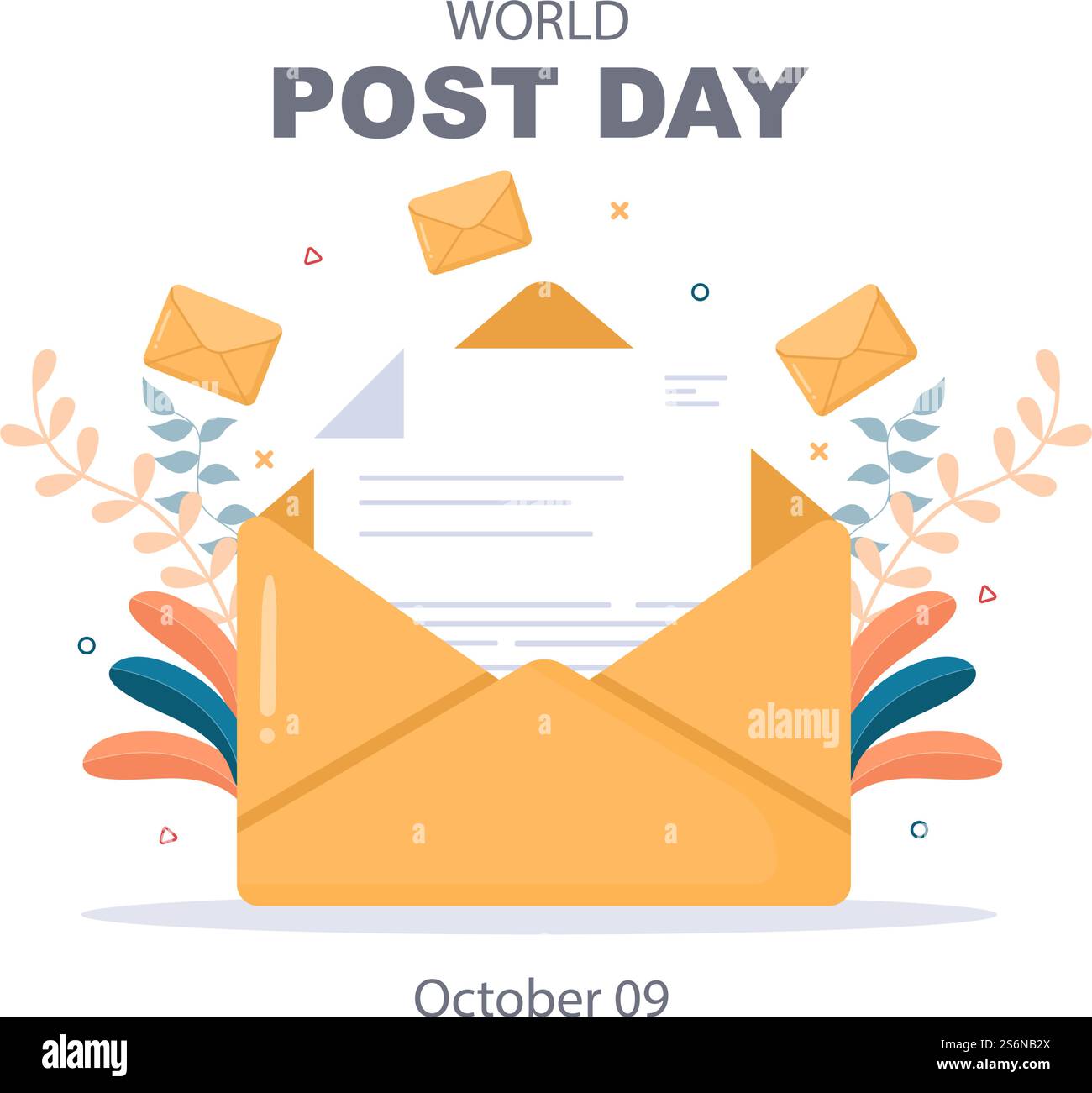 World Post Day Background Which is Celebrated on October 9 with Mail ...