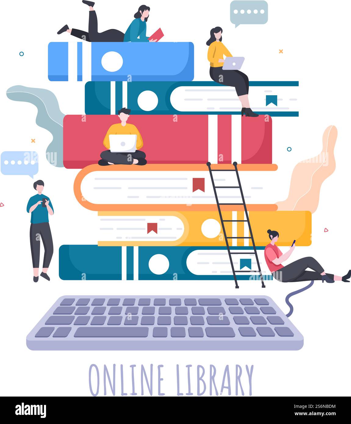 Online Library Digital Education Background with Distance Learning ...