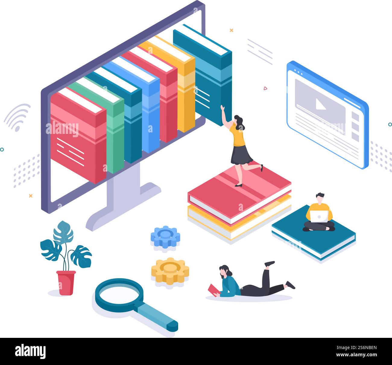 Online Library Digital Education Background with Distance Learning ...