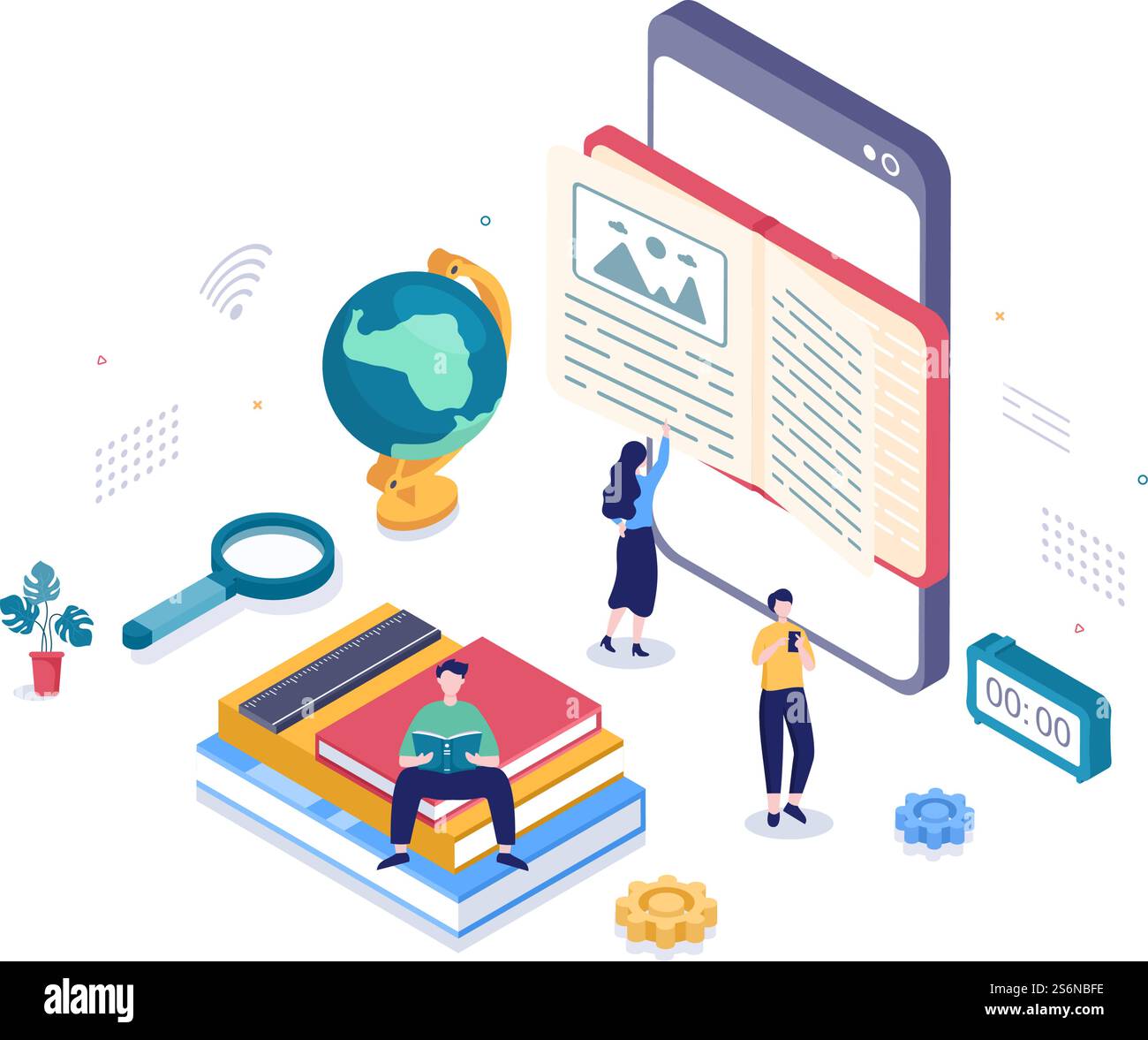 Online Library Digital Education Background with Distance Learning ...