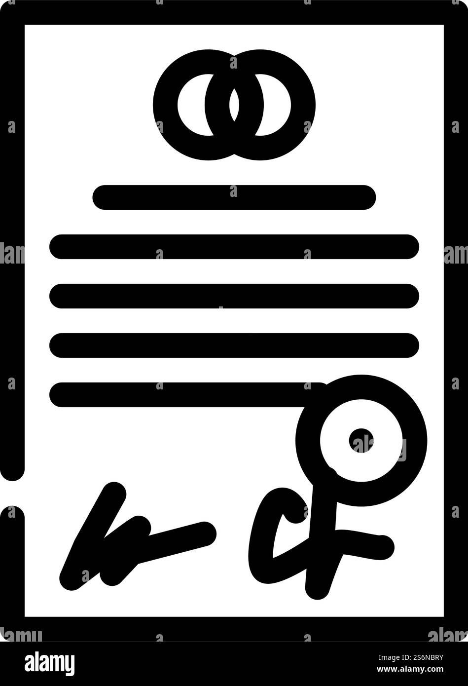marriage document line icon vector. marriage document sign. isolated ...