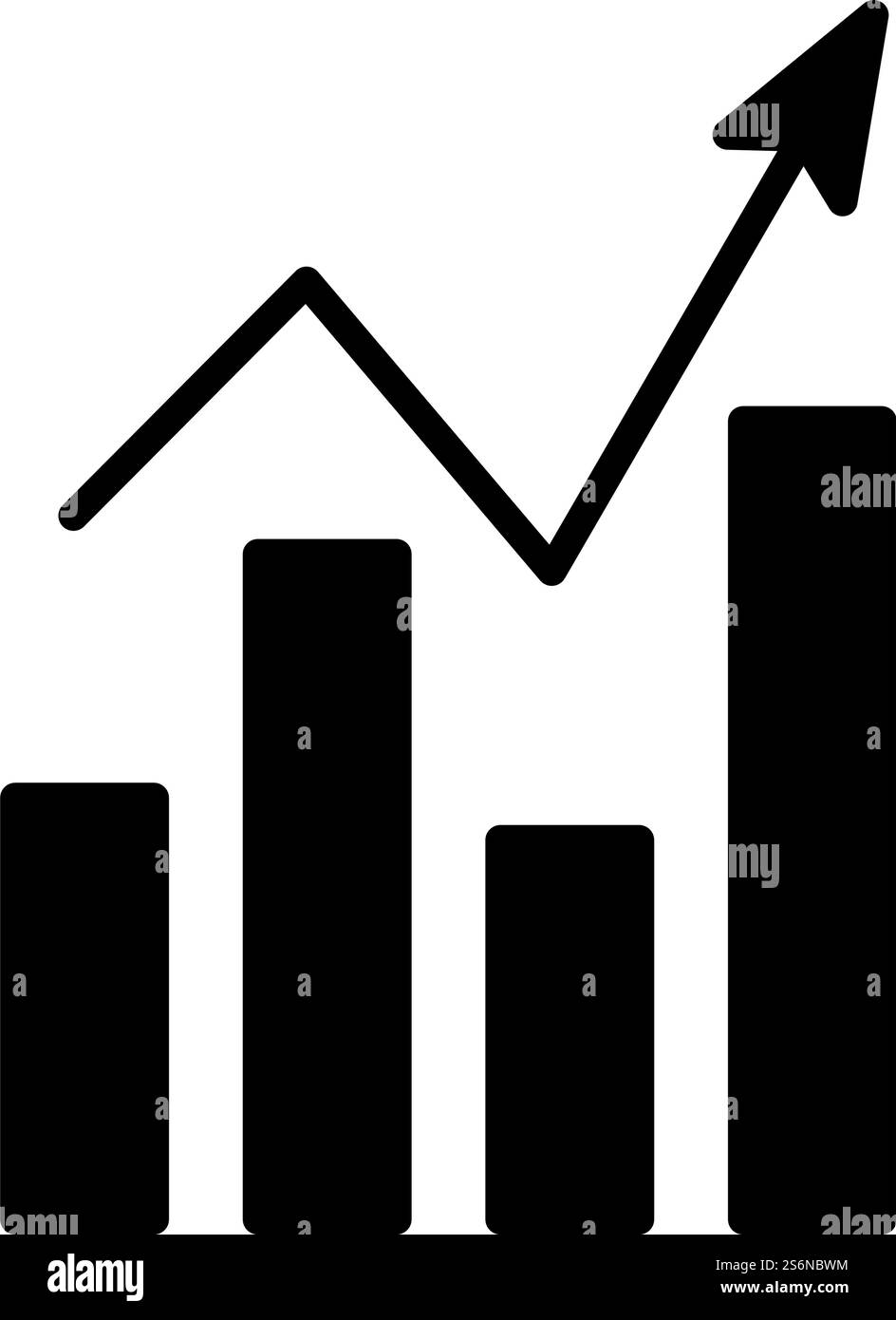 Analytics Chart Icon. Black Stencil Design. Vector Illustration Stock ...