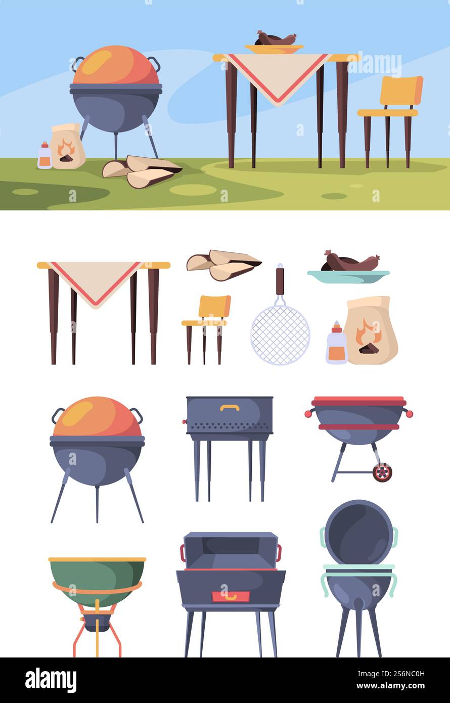 Bbq stand. Picnic grill steak in summer outdoor party kitchen items for ...