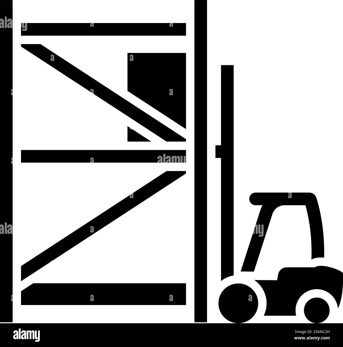 Warehouse Forklift Icon. Black Stencil Design. Vector Illustration ...