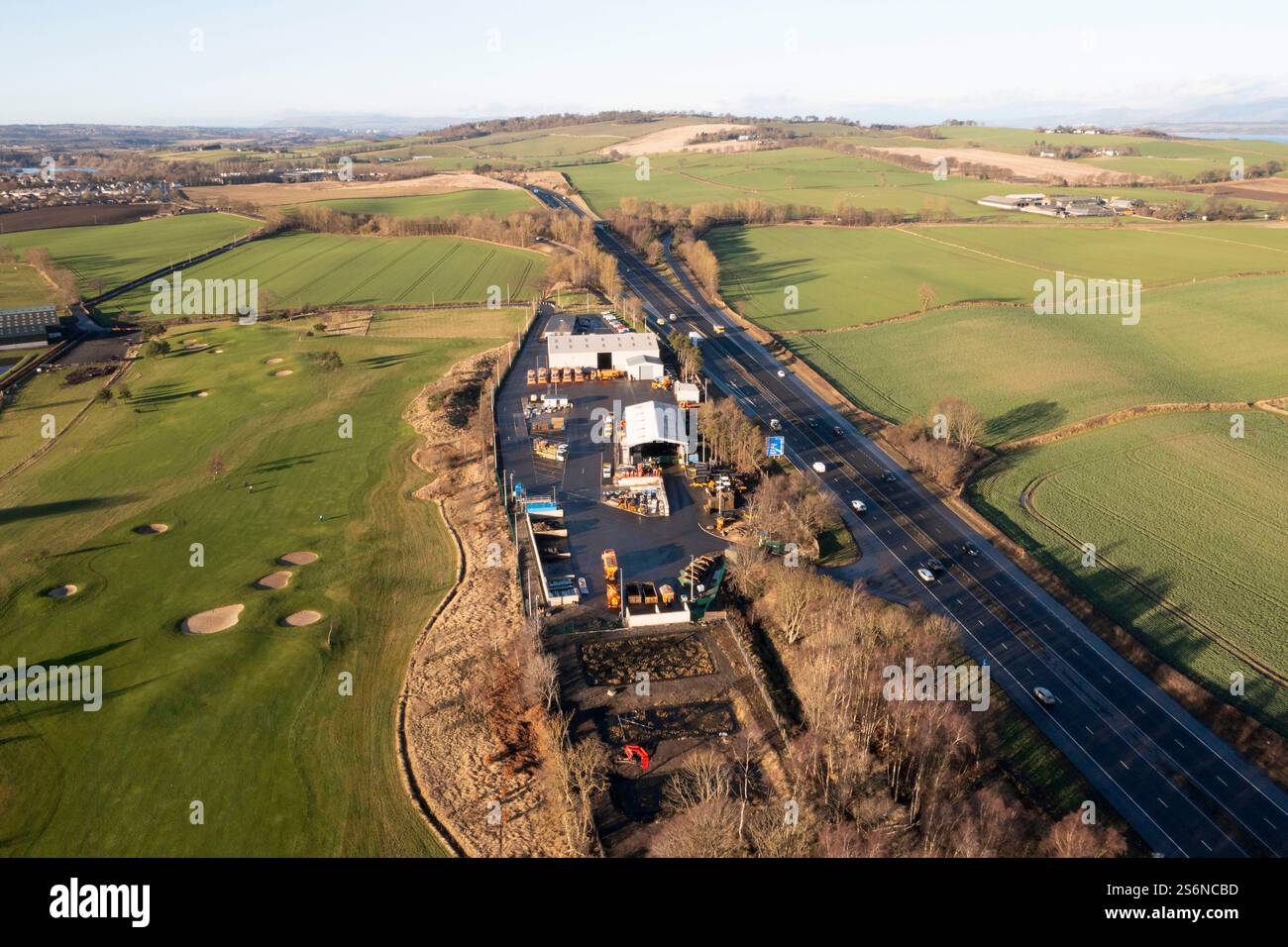 Aerial view of the M9 motorway and Burghmuir roads depot near ...