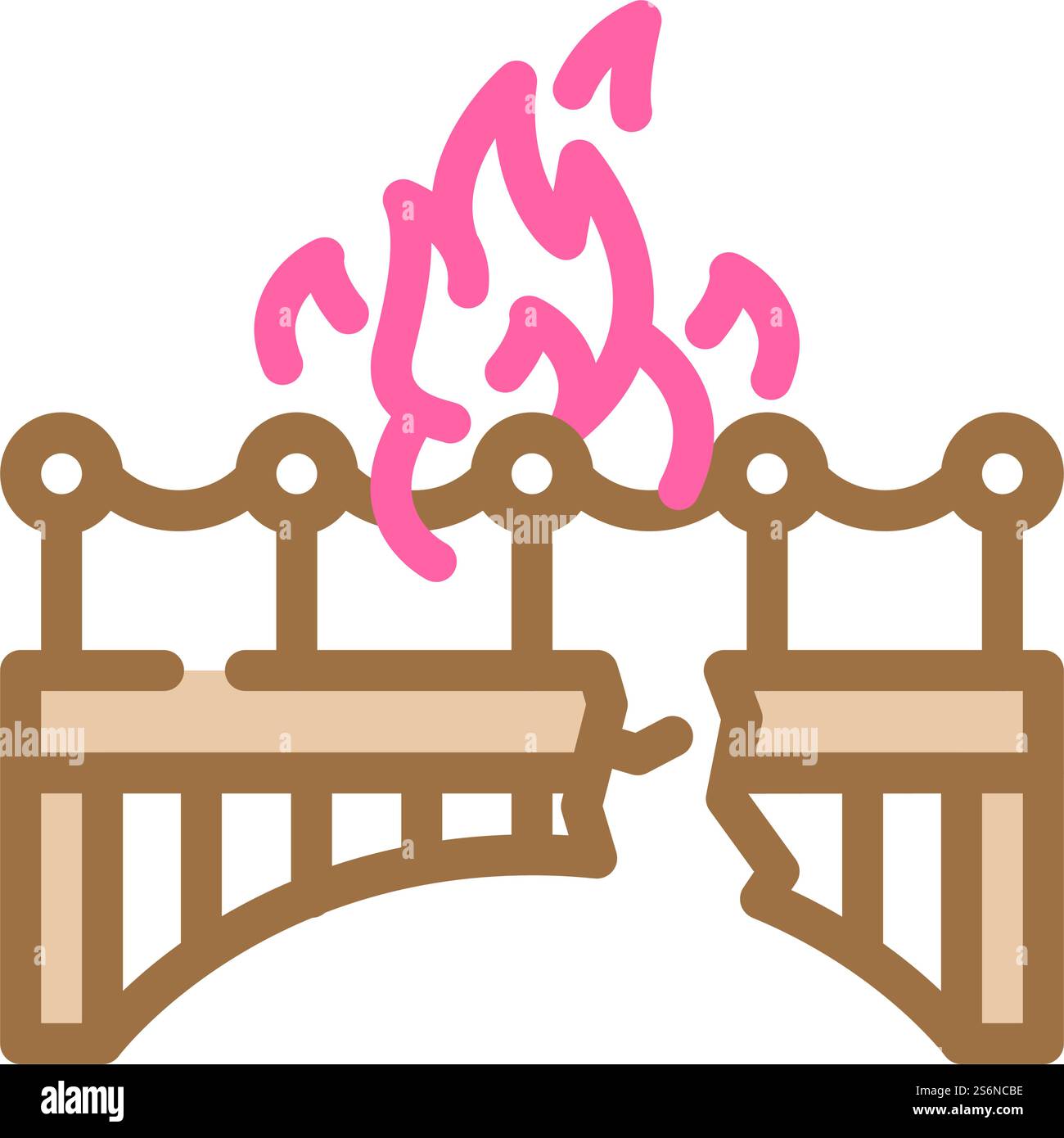 burn bridge and divorce color icon vector. burn bridge and divorce sign ...