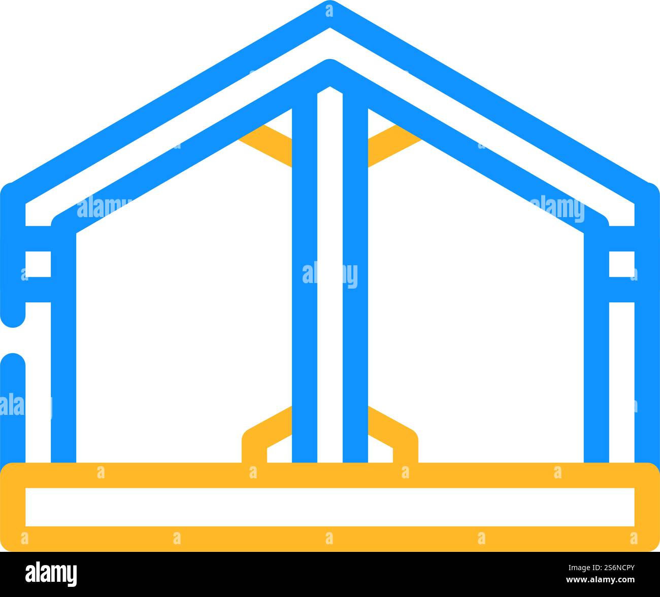 Building Metallic Framework Color Icon Vector Building Metallic