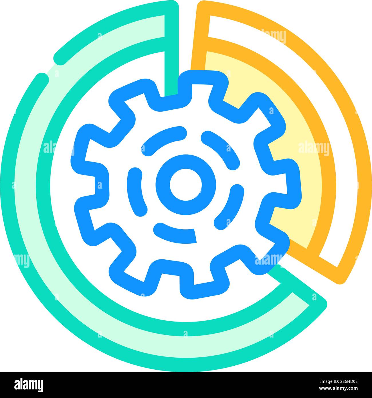 Gear Working Process Erp Color Icon Vector Gear Working Process Erp Sign Isolated Symbol