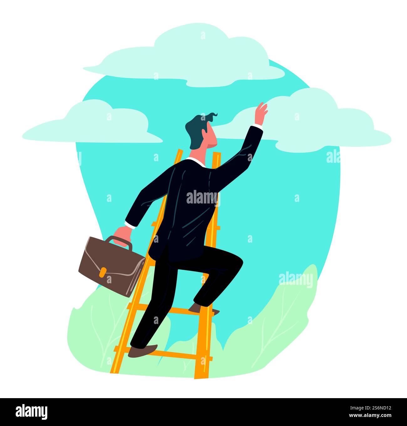 Career growth and promotion of businessman, worker climbing ladder ...