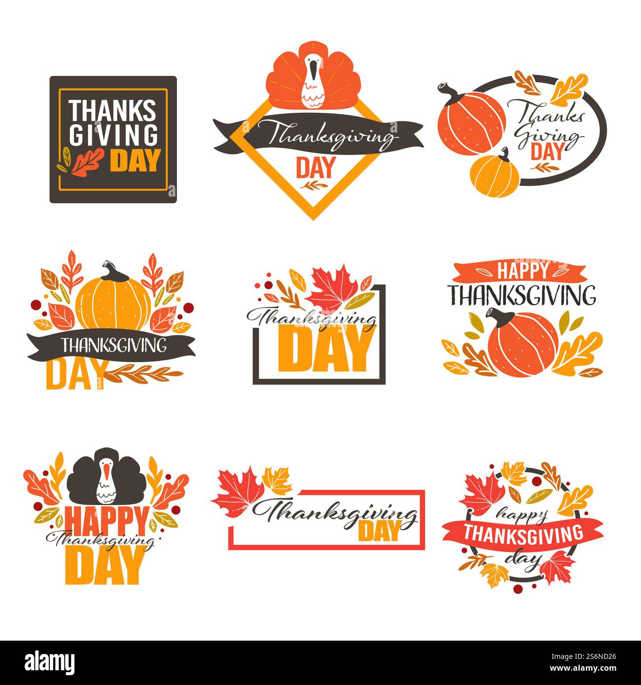 Banners for thanksgiving day celebration emblems hi-res stock ...