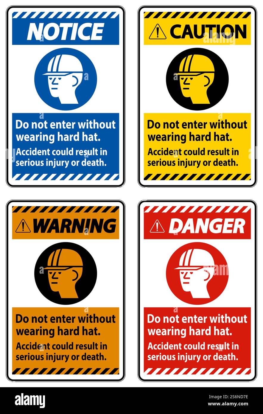 Warning Sign Do Not Enter Without Wearing Hard Hat, Accident Could ...