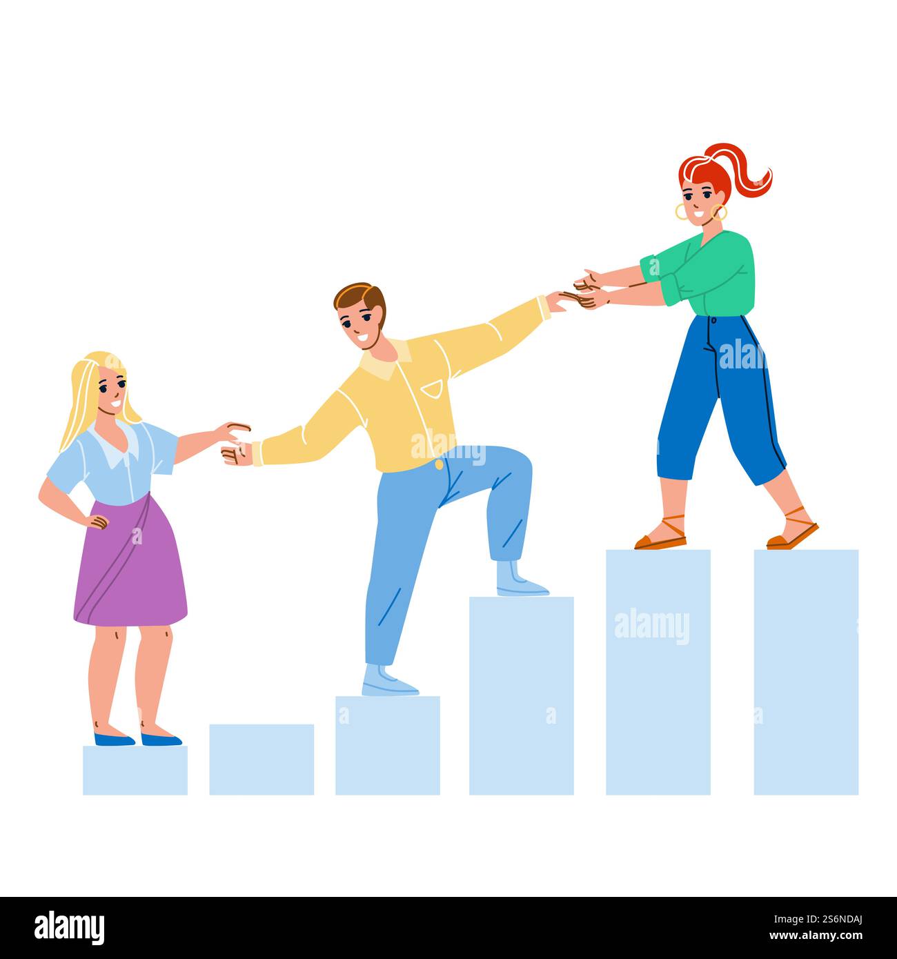 Mentor Helping Employee For Achievement Vector. Woman Mentor Help Man ...