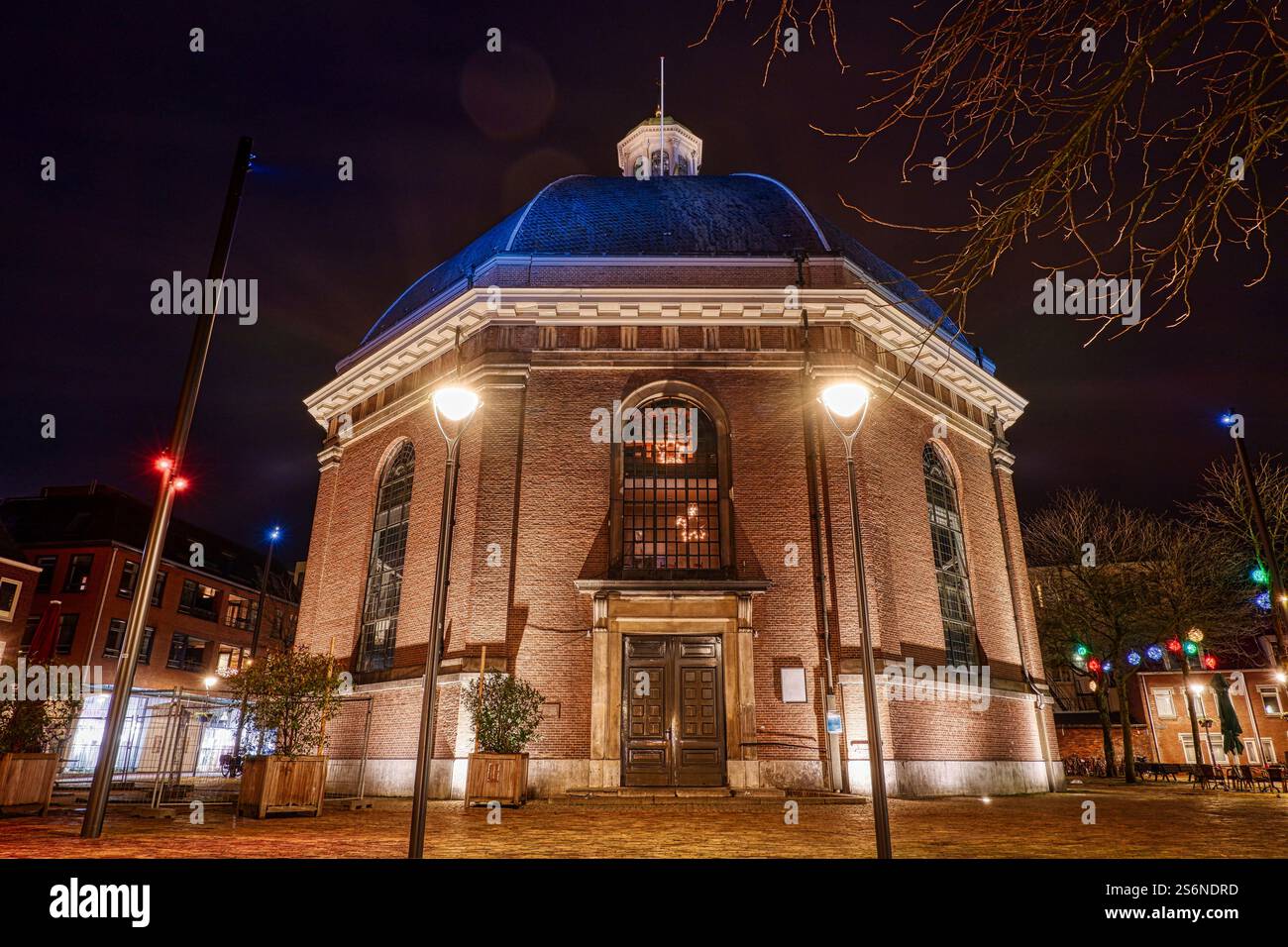 Historic domed church in Arnhem by night Stock Photo - Alamy