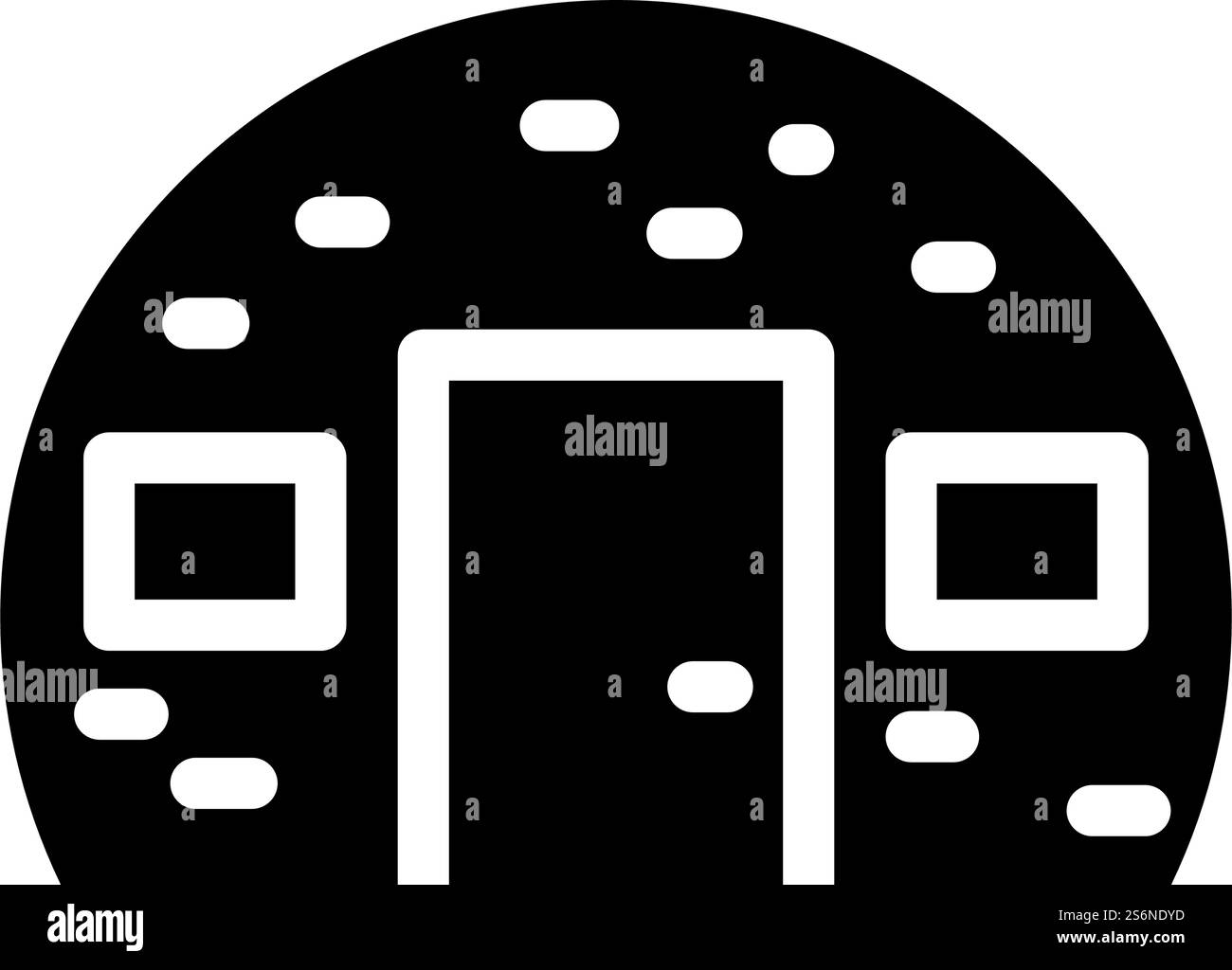 house built from metal material glyph icon vector. house built from ...