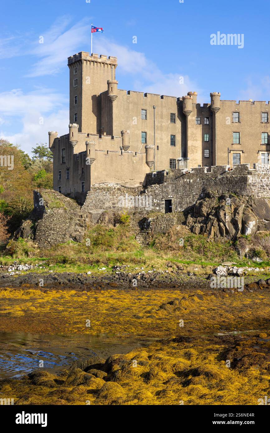 Dunvegan castle on the shores of Loch Dunvegan Isle of Skye Highlands ...