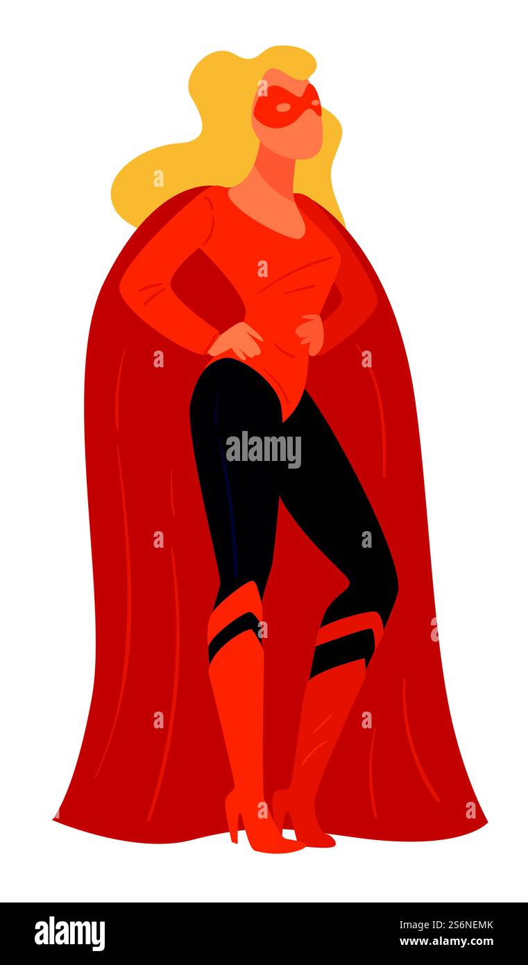 Woman dressed in costume of super hero, isolated female character ...