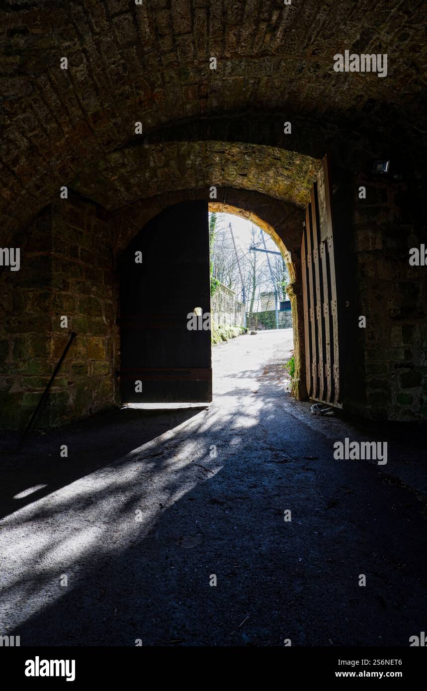 Medieval castle gate of Tecklenburg Castle Stock Photo - Alamy