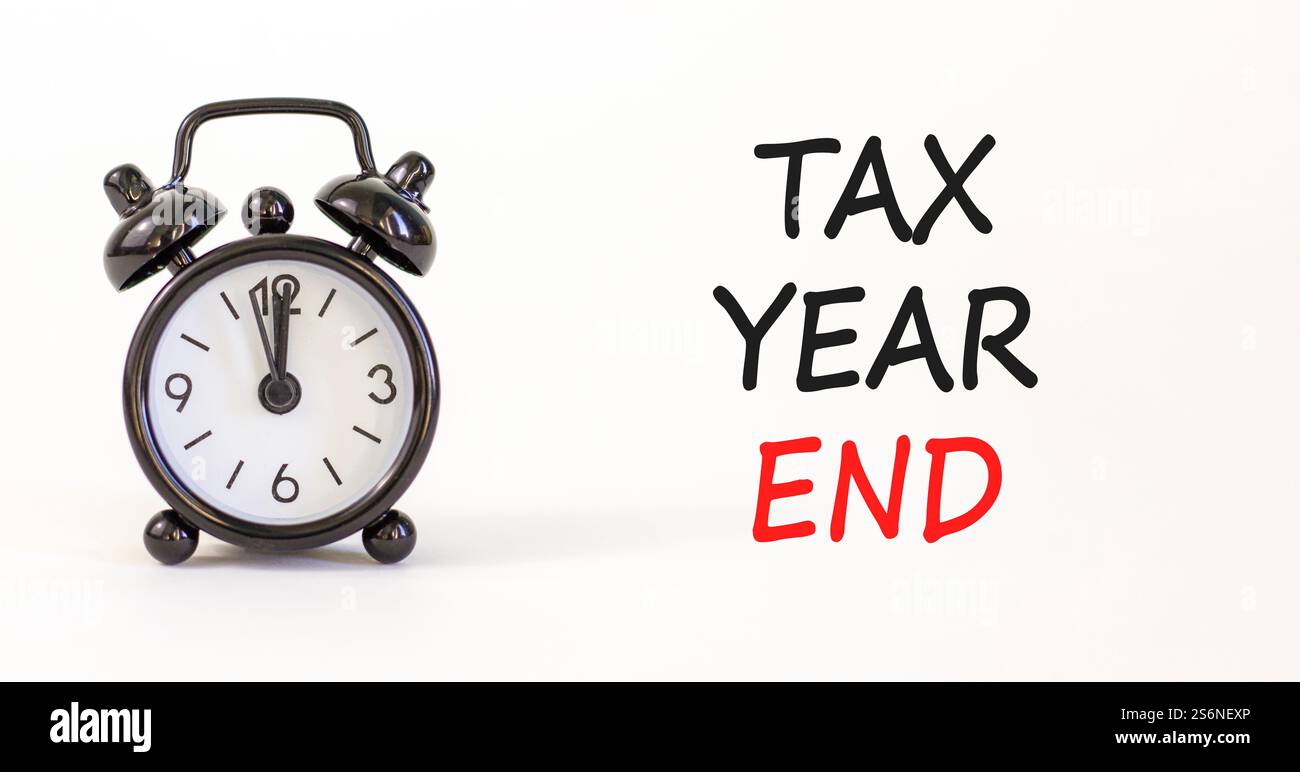 Tax year end symbol. Concept words Tax year end on beautiful white ...