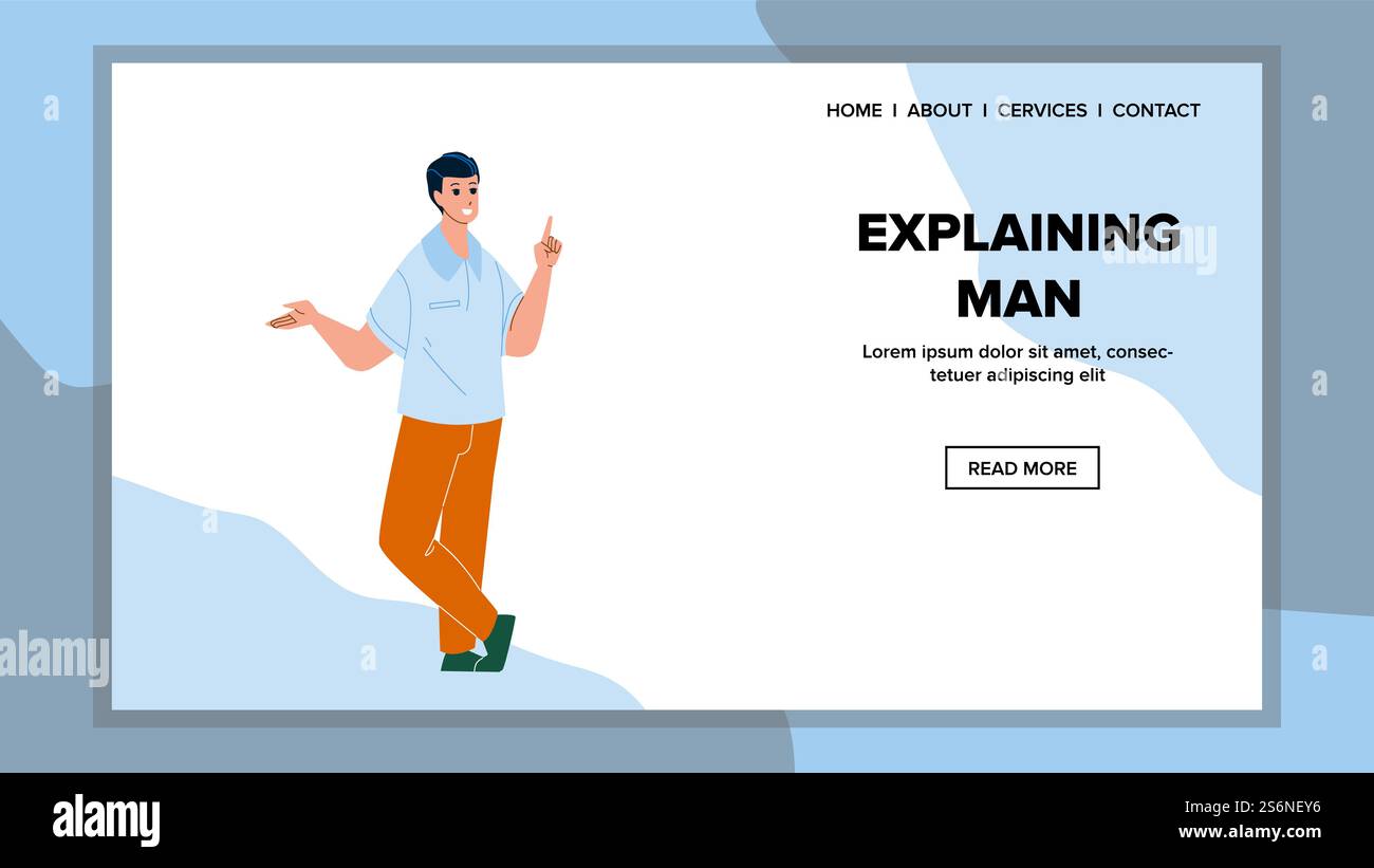 Man Explaining Startup Business Strategy Vector. Businessman Explaining ...